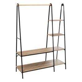 Jano" clothes rack with wooden metal shelves