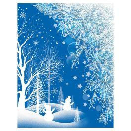 White glitter deco window 29x41cm - snowman